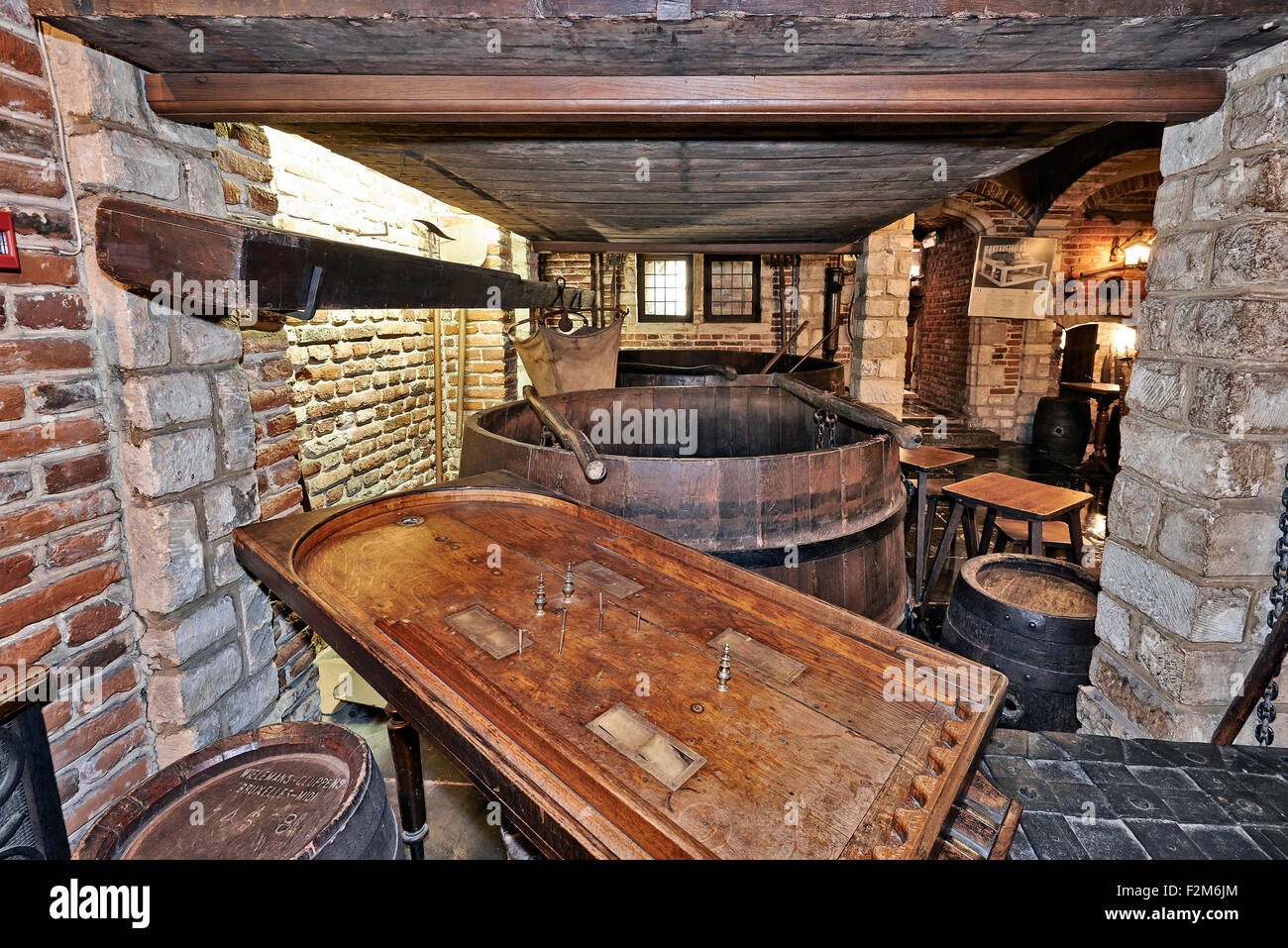 Old section of the ancient history of beer in the brewery museum in the ...