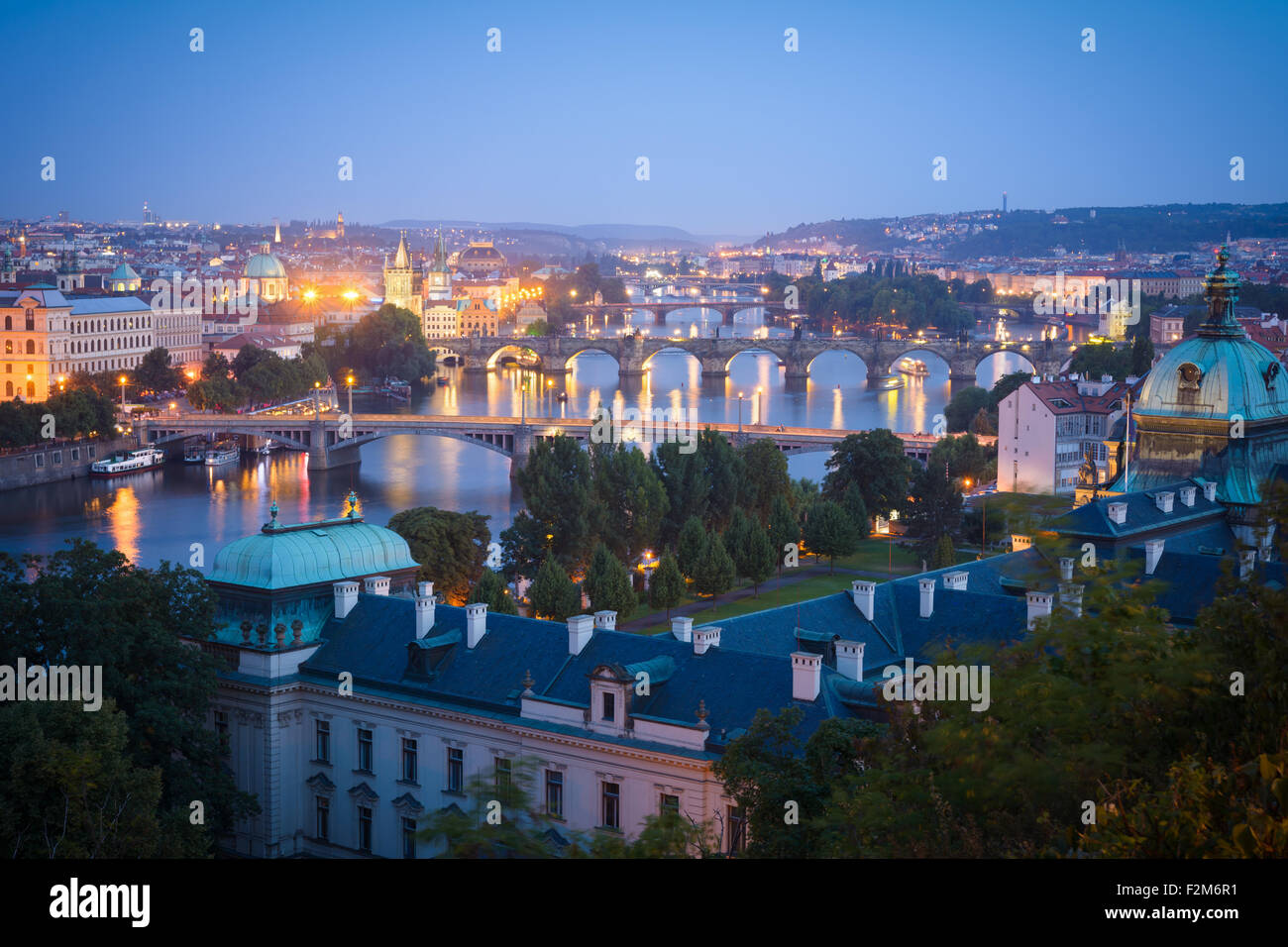 The Bridges of Prague during the blue hour Stock Photo - Alamy