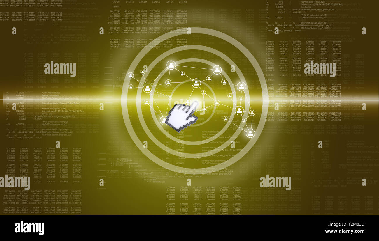 Cursor clicking on virtual screen Stock Photo - Alamy
