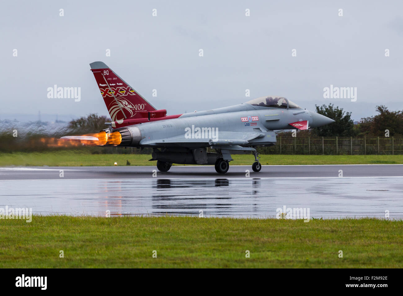 RAF Typhoon powering down the runway Stock Photo - Alamy
