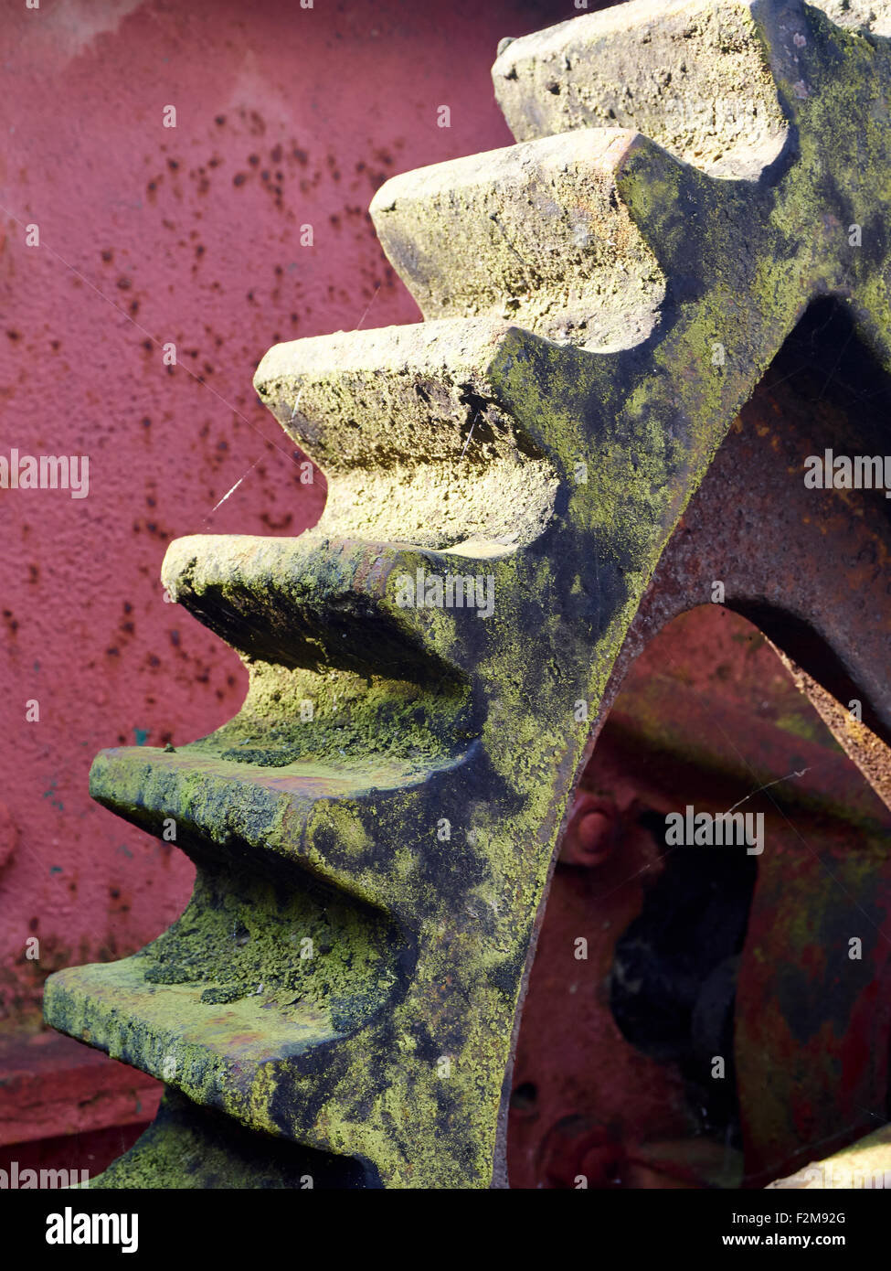 Large cog wheel on an abandoned machine at an industrial museum Stock ...