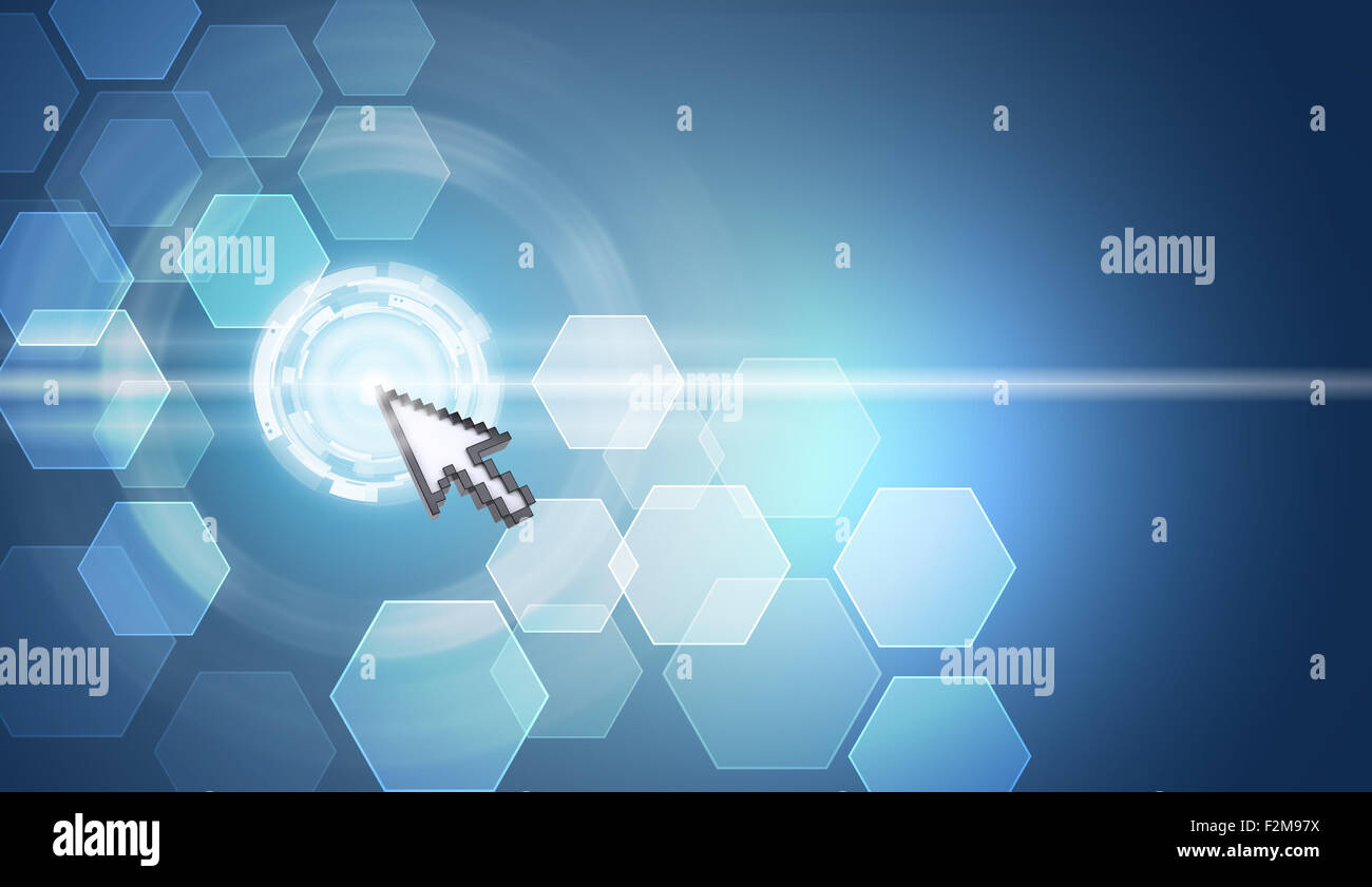 Cursor clicking on virtual screen Stock Photo - Alamy