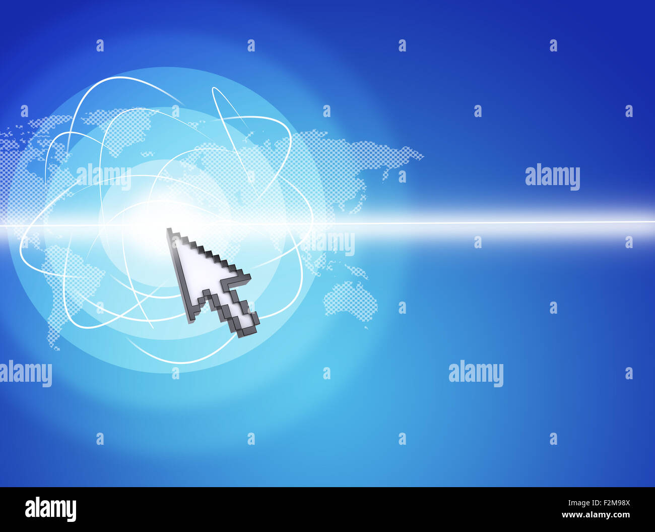 Cursor pressing on virtual screen with spotlight Stock Photo - Alamy