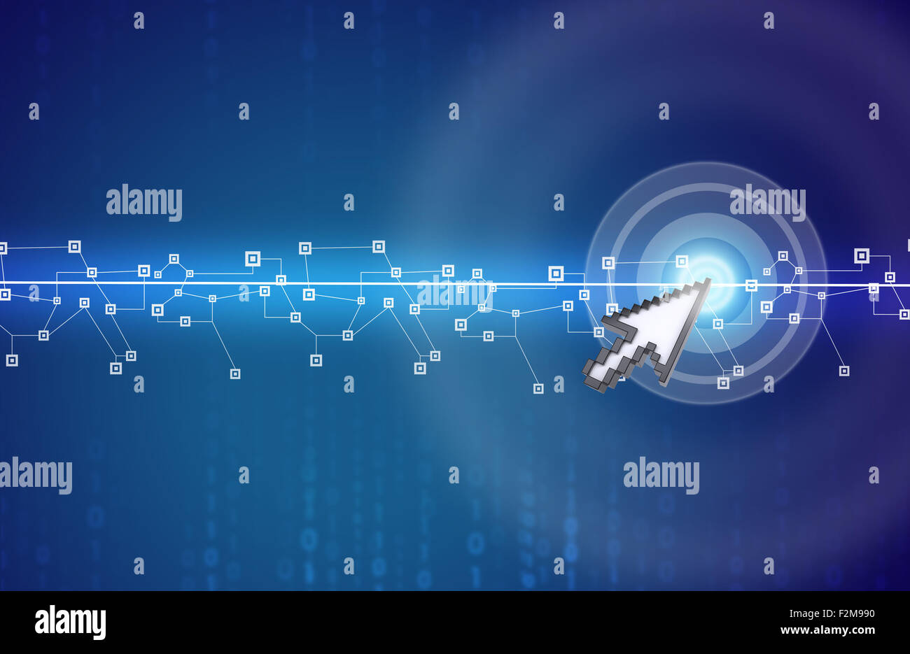 Cursor clicking on virtual screen with figures Stock Photo - Alamy