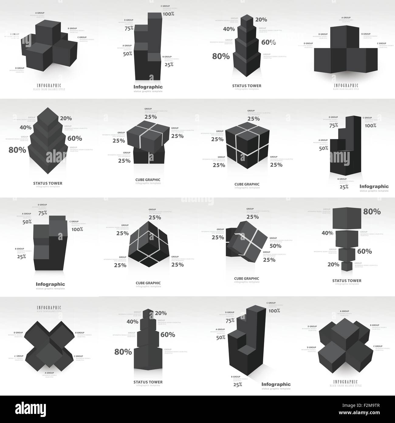 graph design 3d info graphic template black color Stock Vector Image ...