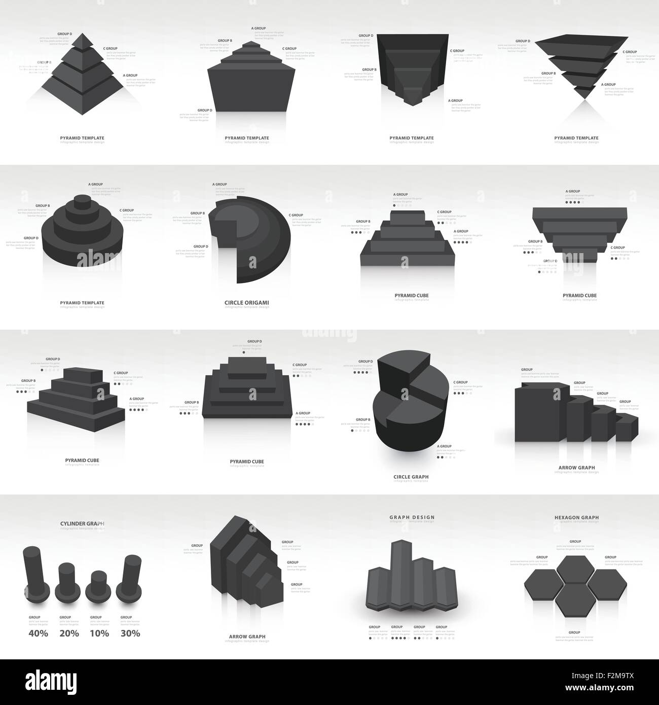 graph design 3d info graphic template black color Stock Vector Image ...
