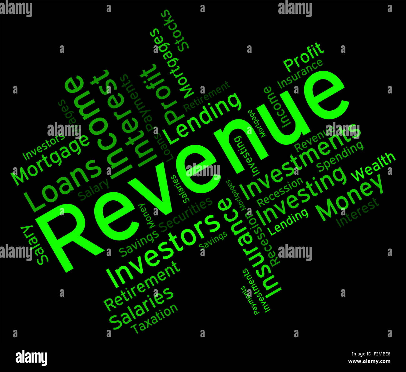 Revenue Word Indicating Earnings Words And Wage Stock Photo - Alamy