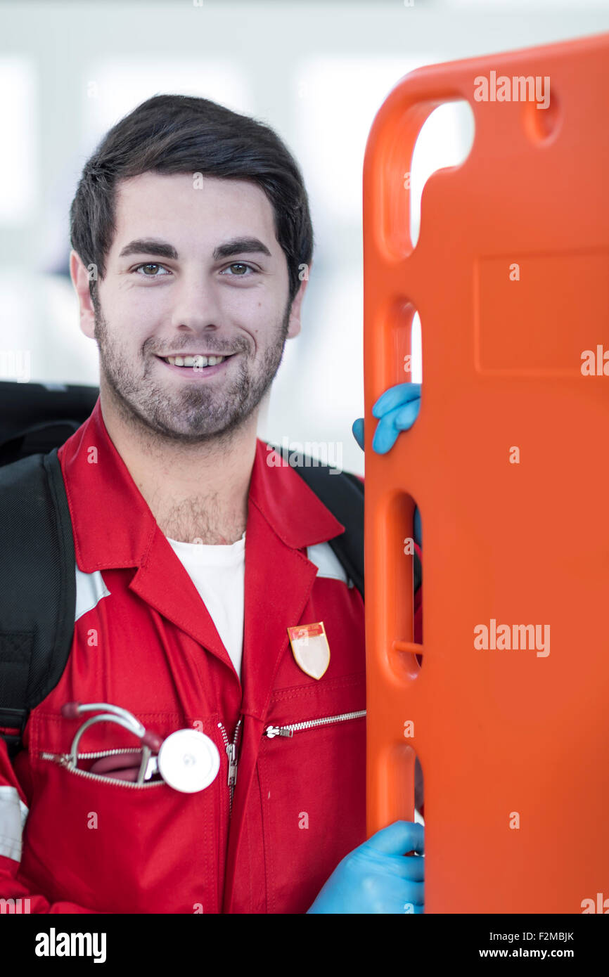 Portrait of smiling paramedic Stock Photo - Alamy