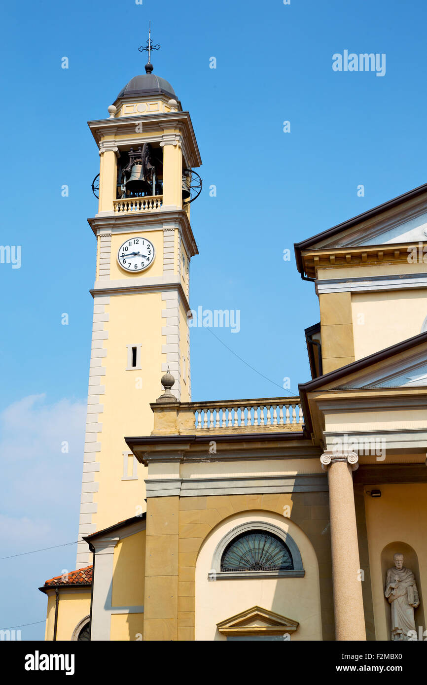 ancien clock tower in italy europe old stone and bell Stock Photo - Alamy