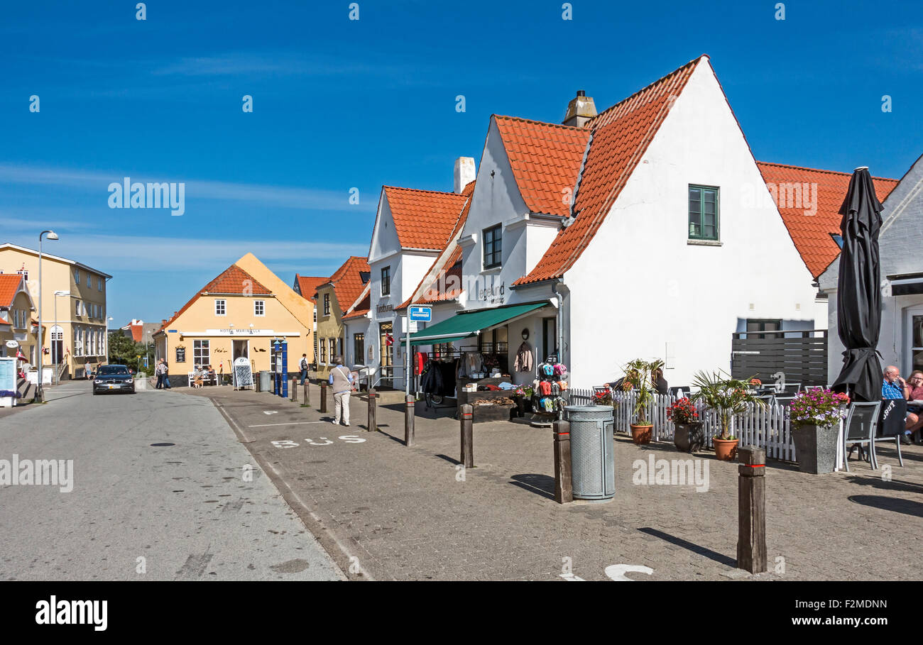 Strandvejen in Lønstrup (Loenstrup) Jutland Denmark with shops ...