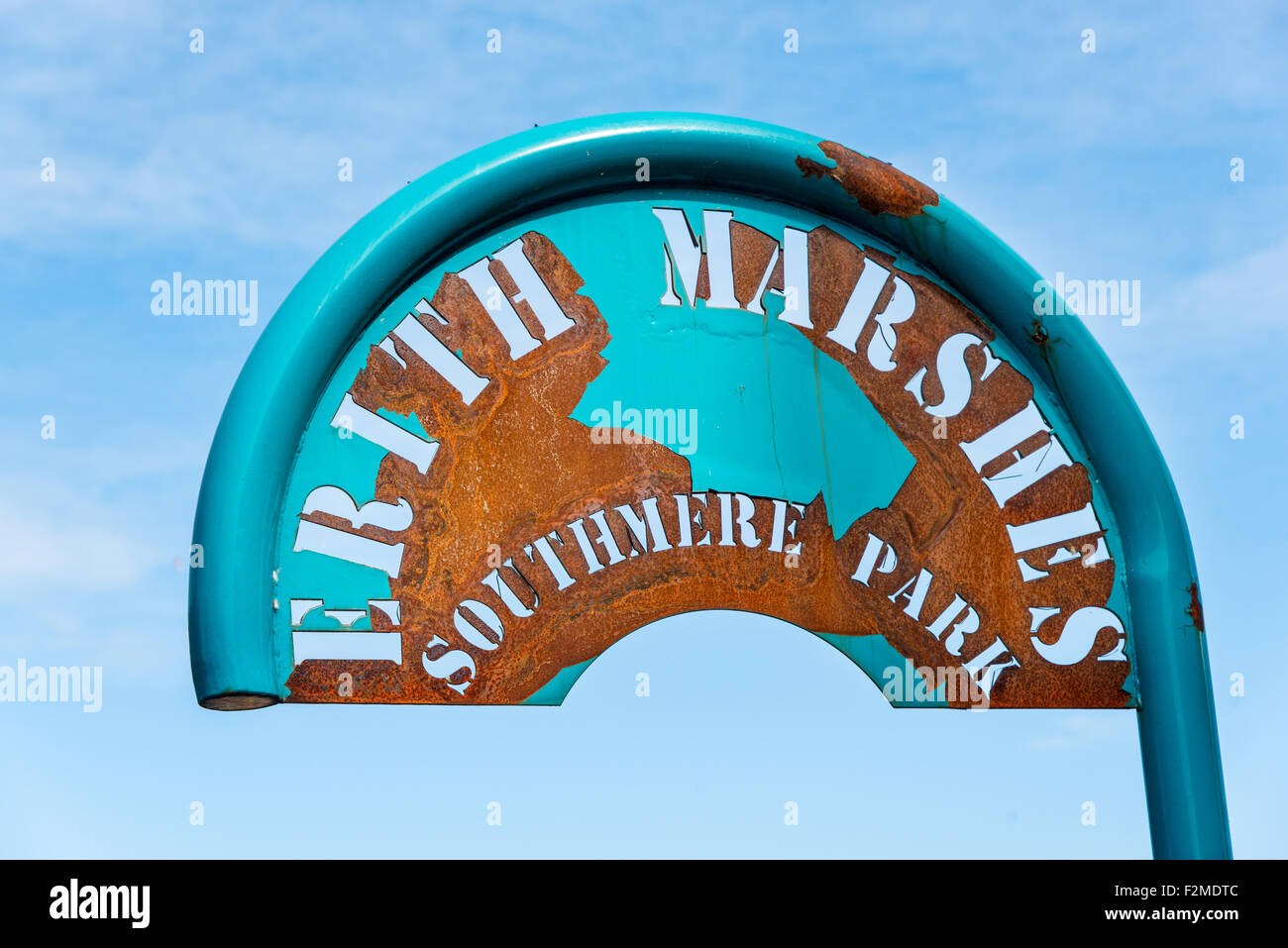 Sign at Southmere Park, Erith Marshes, South East London Stock Photo ...