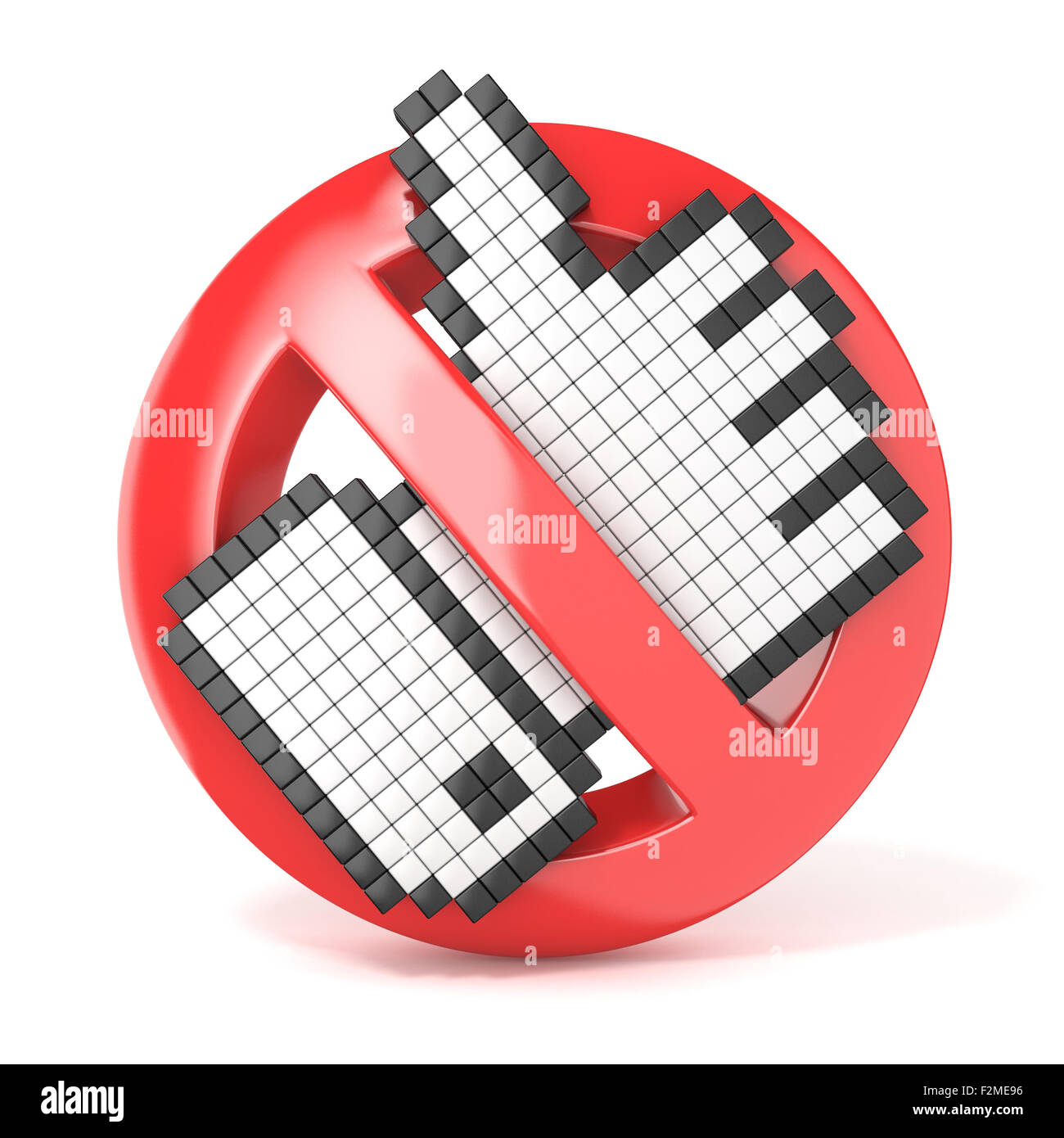 Forbidden sign with like cursor. Dislike concept. 3D render ...