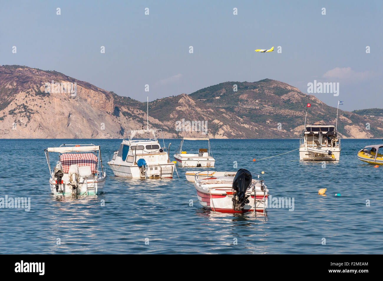 Boats in the Laganas Bay on Zakynthos Island, Greece Stock Photo - Alamy