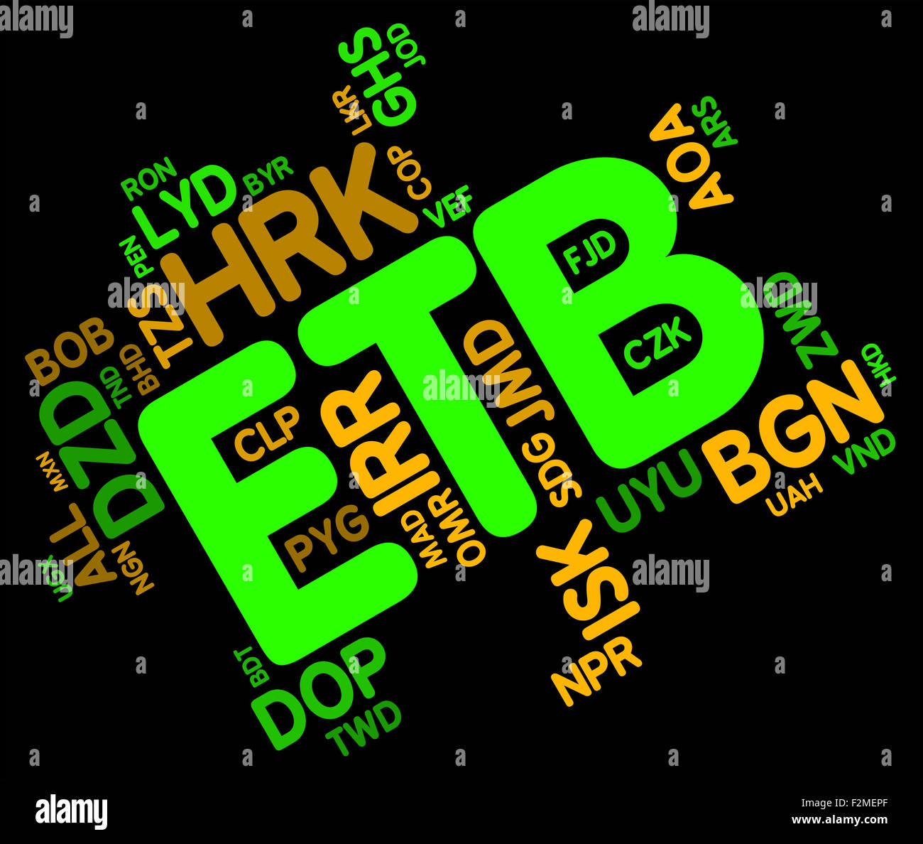 Etb Currency Indicating Ethiopia Birr And Word Stock Photo - Alamy