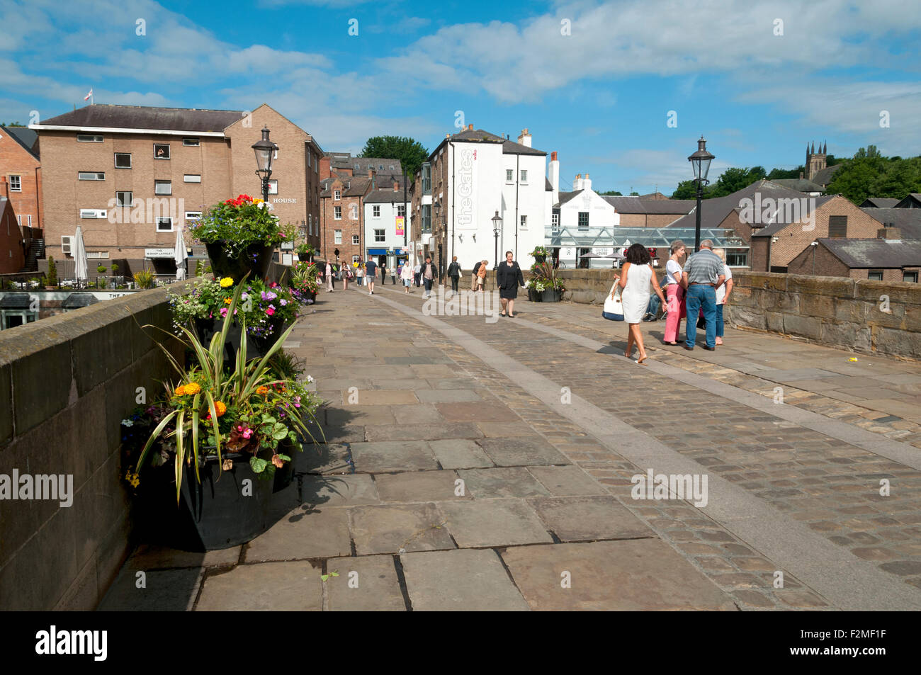 Framwellgate Bridge over the river Wear, looking west. Durham City ...