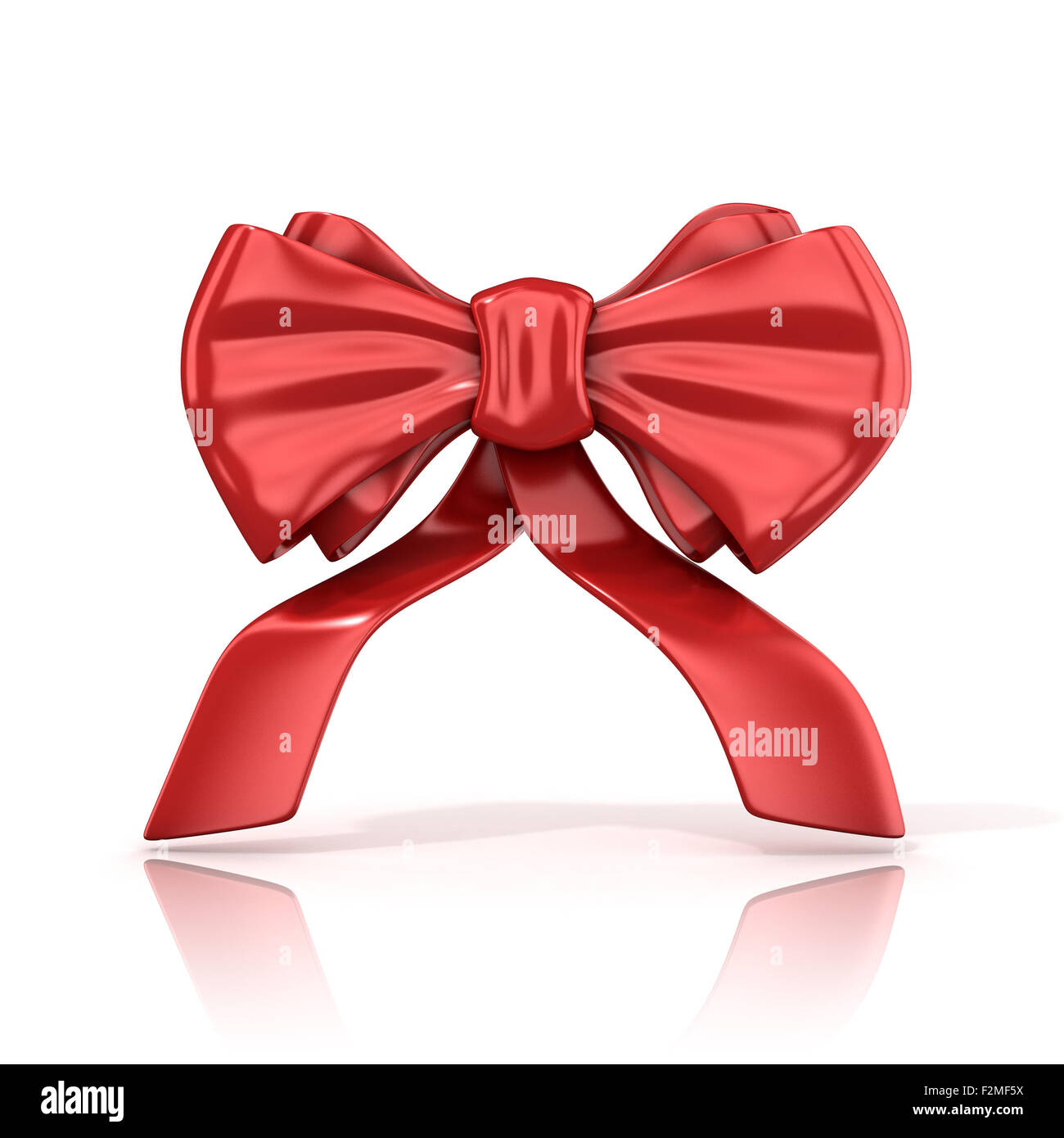Red ribbon bow with tails, 3D render isolated on white background ...