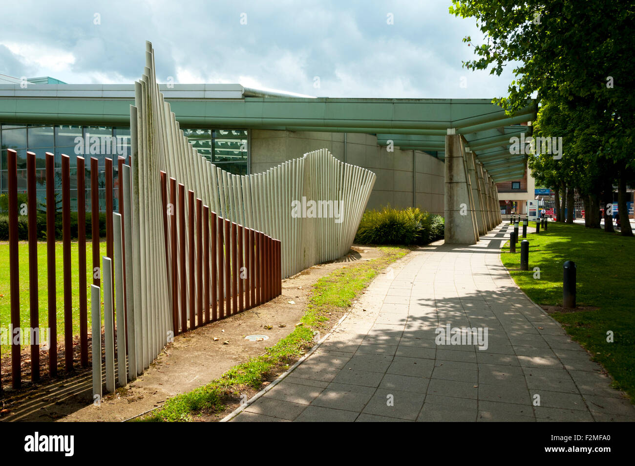 Sculptural fencing at the Freemans Quay Leisure Centre building, Durham ...