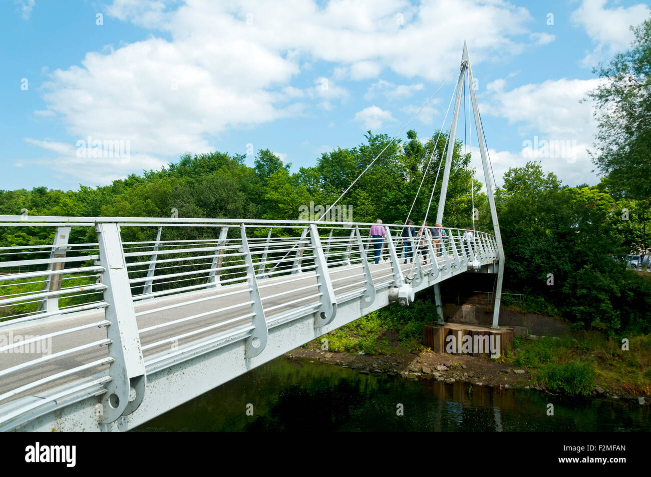 Penny Ferry Bridge (opened 2002) over the river Wear, Durham City ...