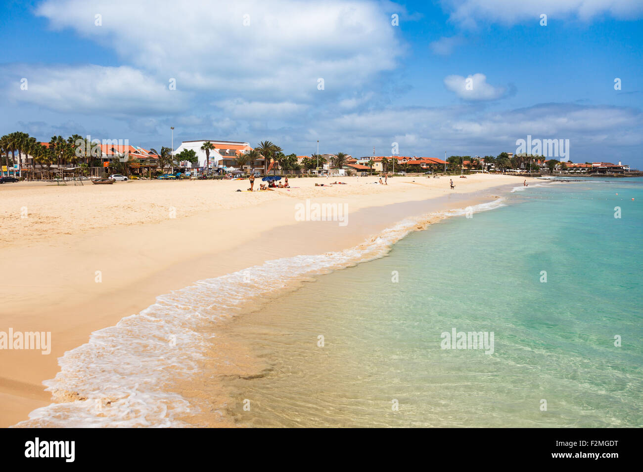 Aerial view of Santa Maria beach in Sal Island Cape Verde - Cabo Verde ...