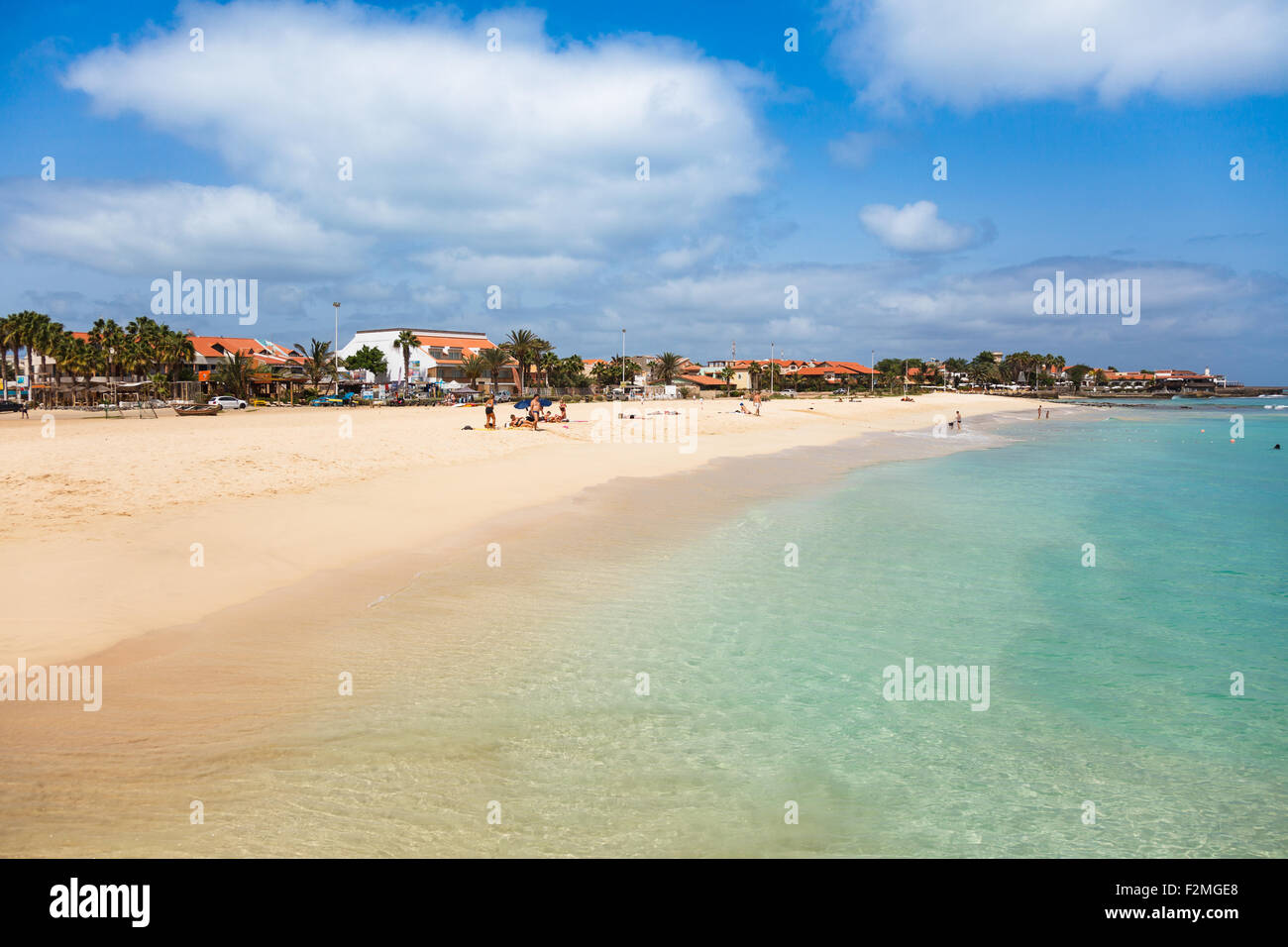 Aerial view of Santa Maria beach in Sal Island Cape Verde - Cabo Verde ...