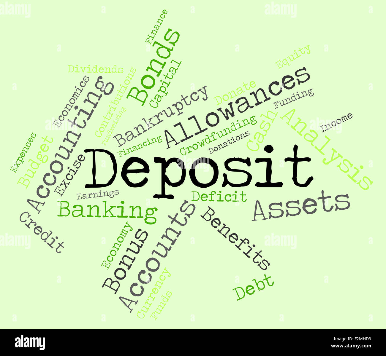 Deposit Word Showing Down Payment And Deposits Stock Photo - Alamy