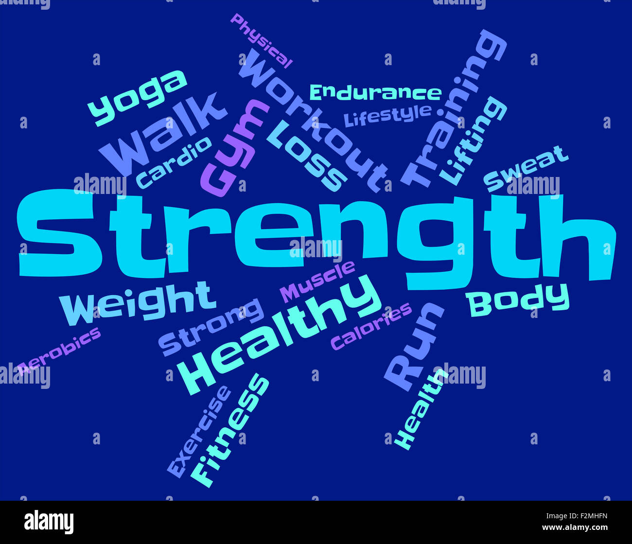 Strength Words Showing Strengthen Sturdiness And Forceful Stock Photo ...