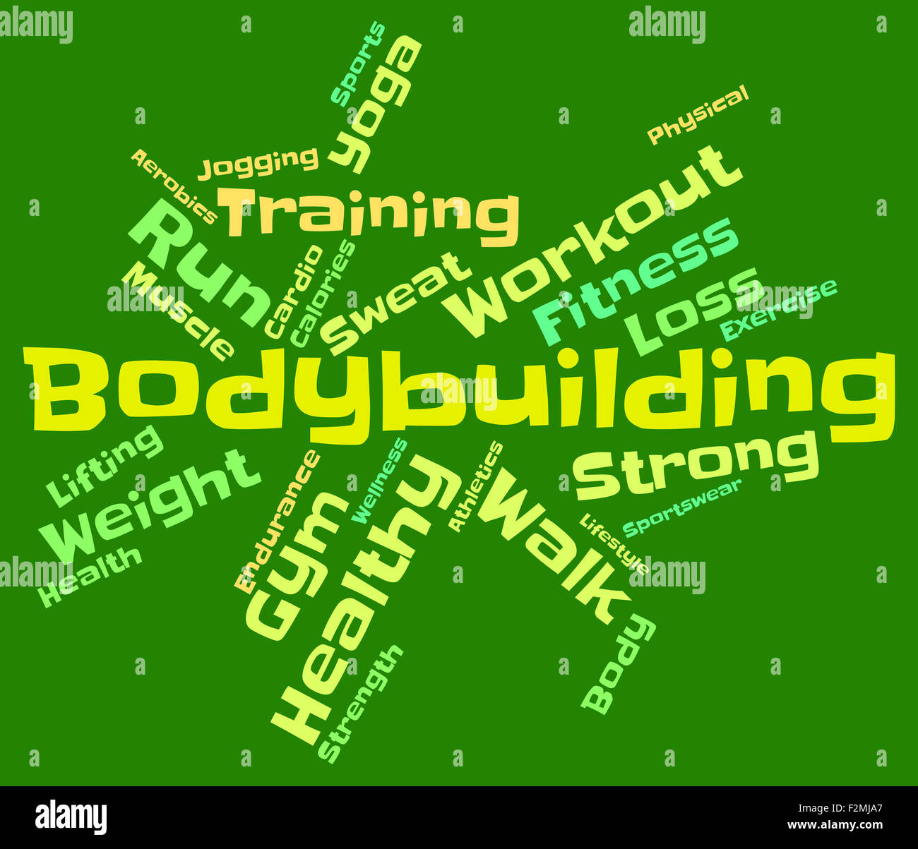 Bodybuilding Word Indicating Fitness Center And Dumbell Stock Photo - Alamy