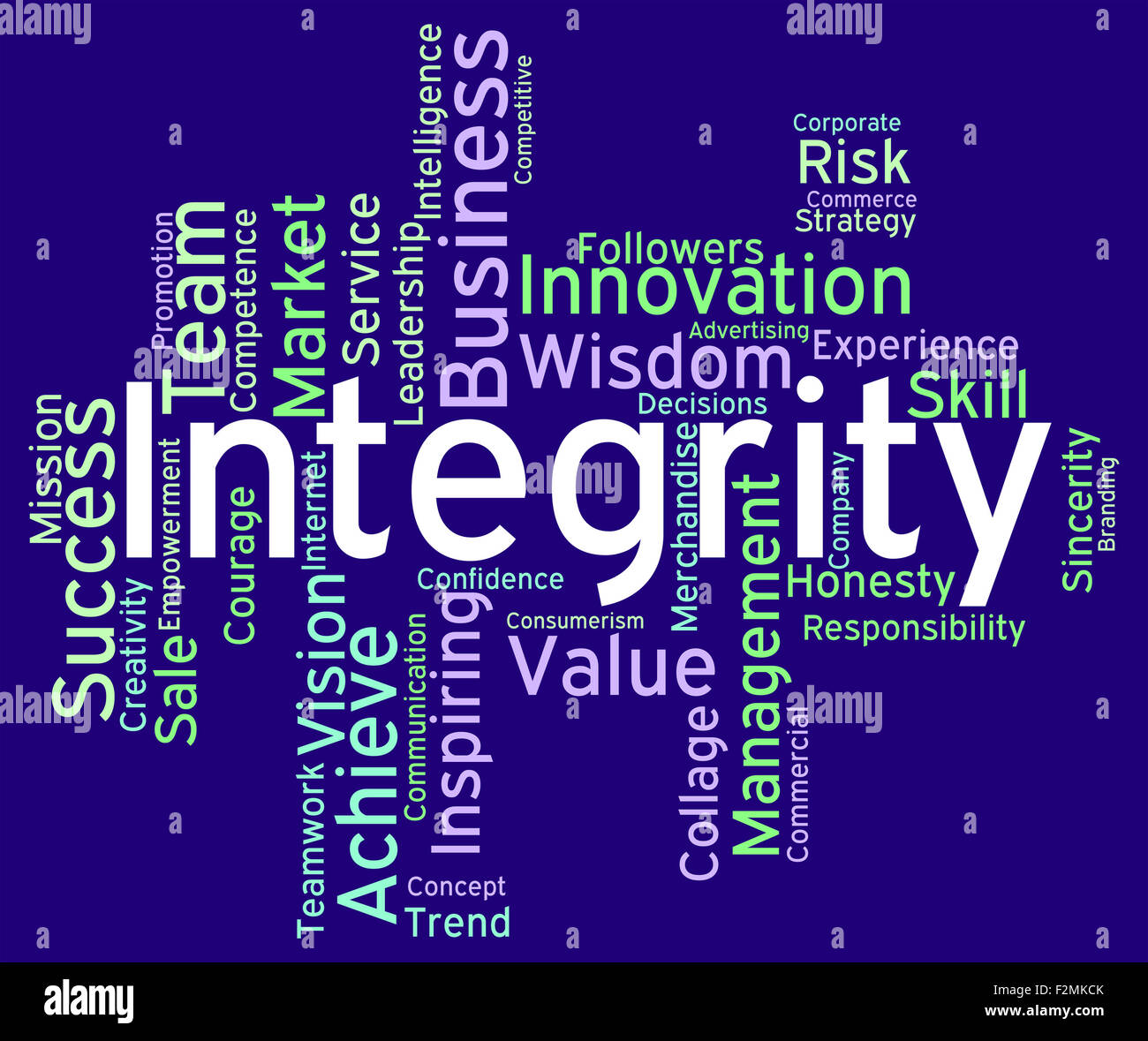 Integrity Words Representing Decency Morality And Virtue Stock Photo ...