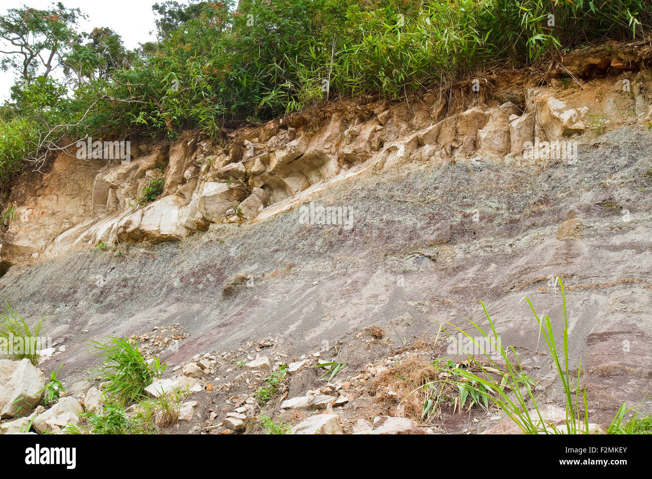 Rock slides along the street,thailand Stock Photo - Alamy