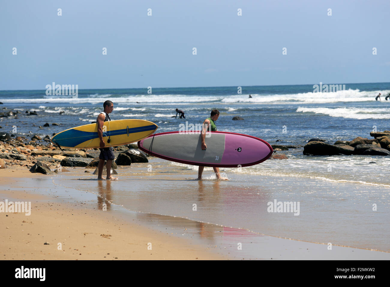 Surfers at Ditch Plains Beach Montauk Long Island New York Stock Photo ...