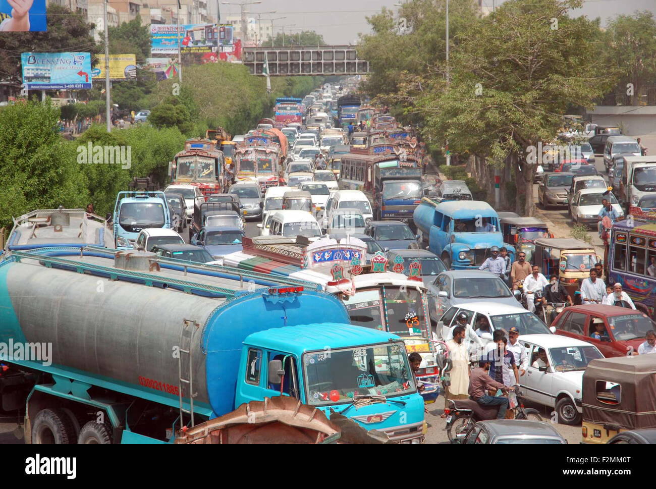 Large numbers of vehicles stuck in traffic jam during the protest of ...