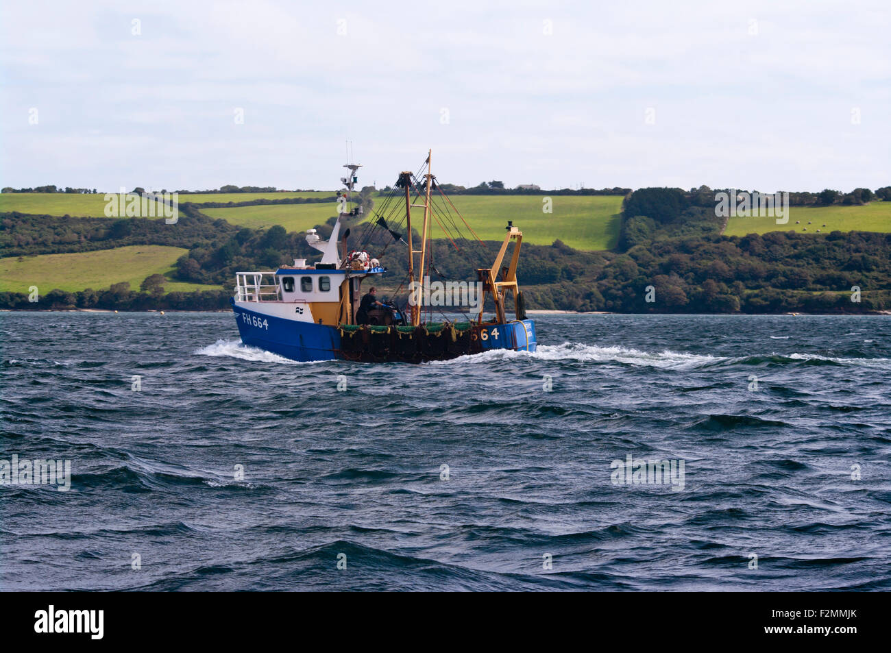 Commercial Fishing Boat On The River Fal Cornwall England UK Stock ...