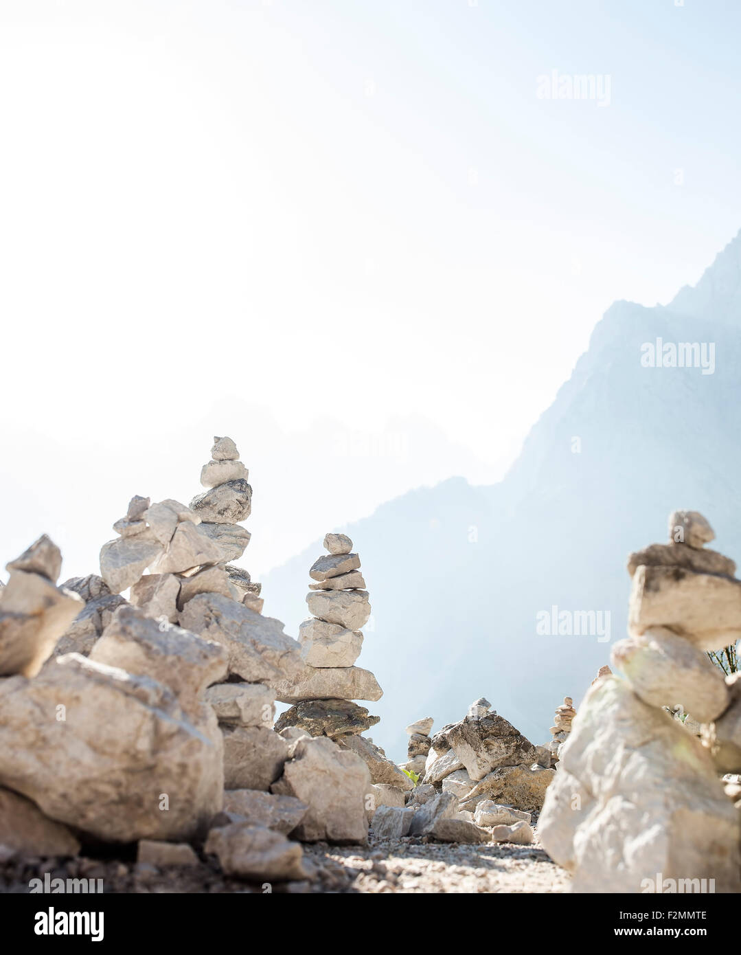 Stacked rock tower in nature, man made Stock Photo - Alamy