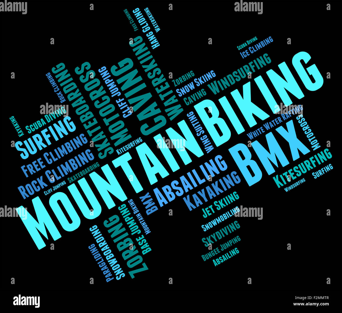 Mountain Biking Indicating Bikes Words And Word Stock Photo - Alamy