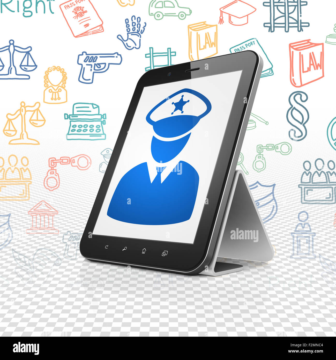 Law concept: Tablet Computer with Police on display Stock Photo - Alamy