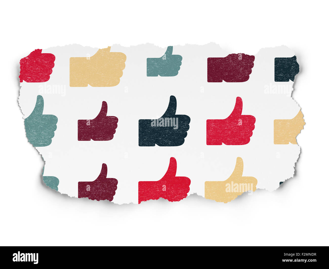 Social media concept: Thumb Up icons on Torn Paper background Stock ...