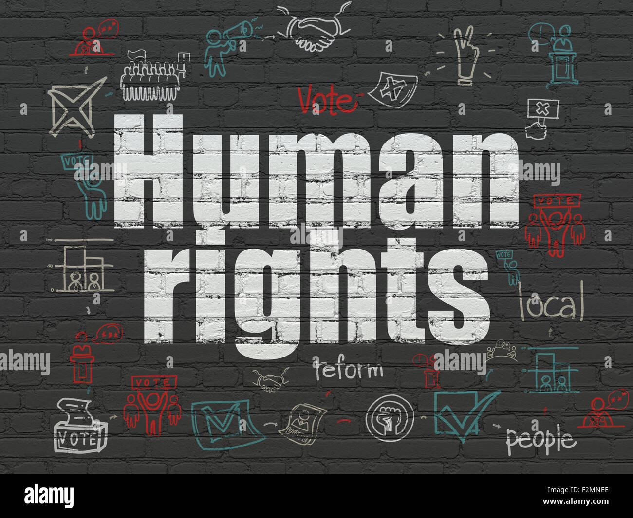 Political concept: Human Rights on wall background Stock Photo - Alamy
