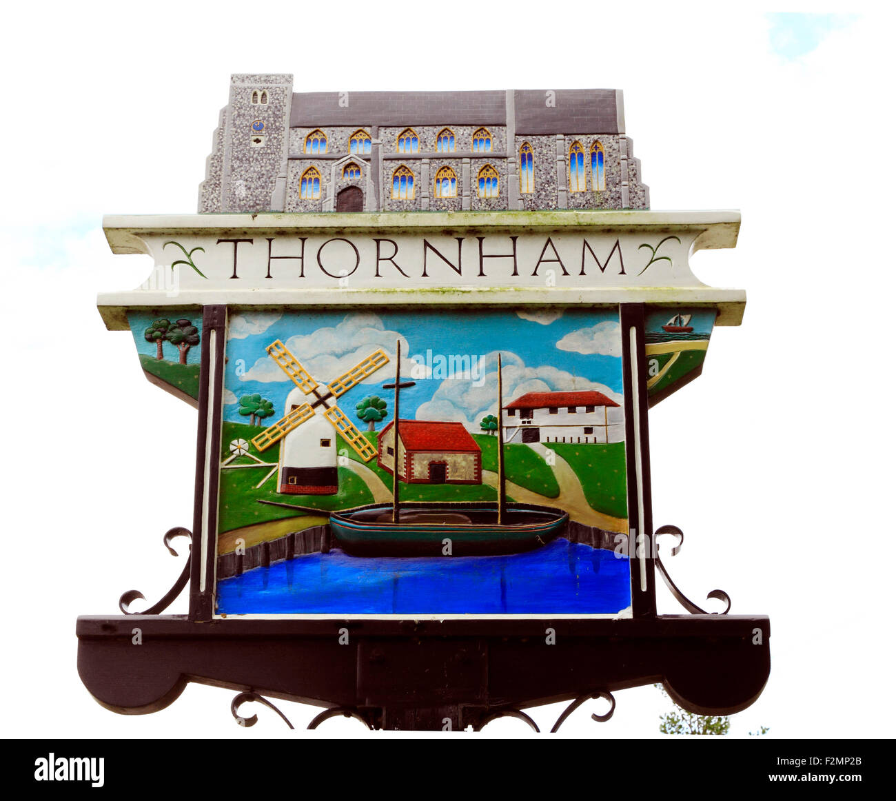 Thornham, Norfolk, Village Sign, England UK Stock Photo - Alamy