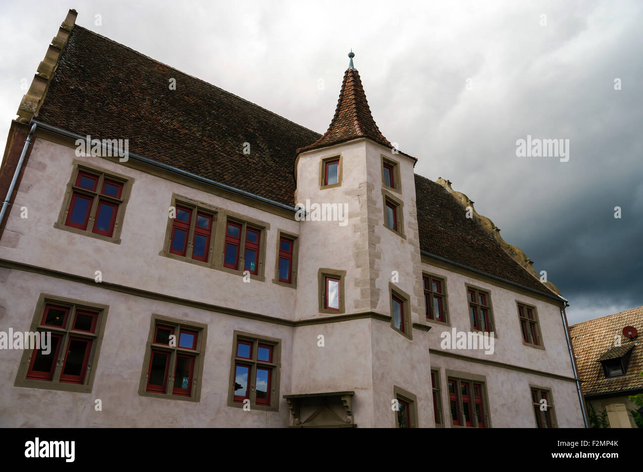 Old castle house in Andlau, Alsace, France, stormy weather Stock Photo ...