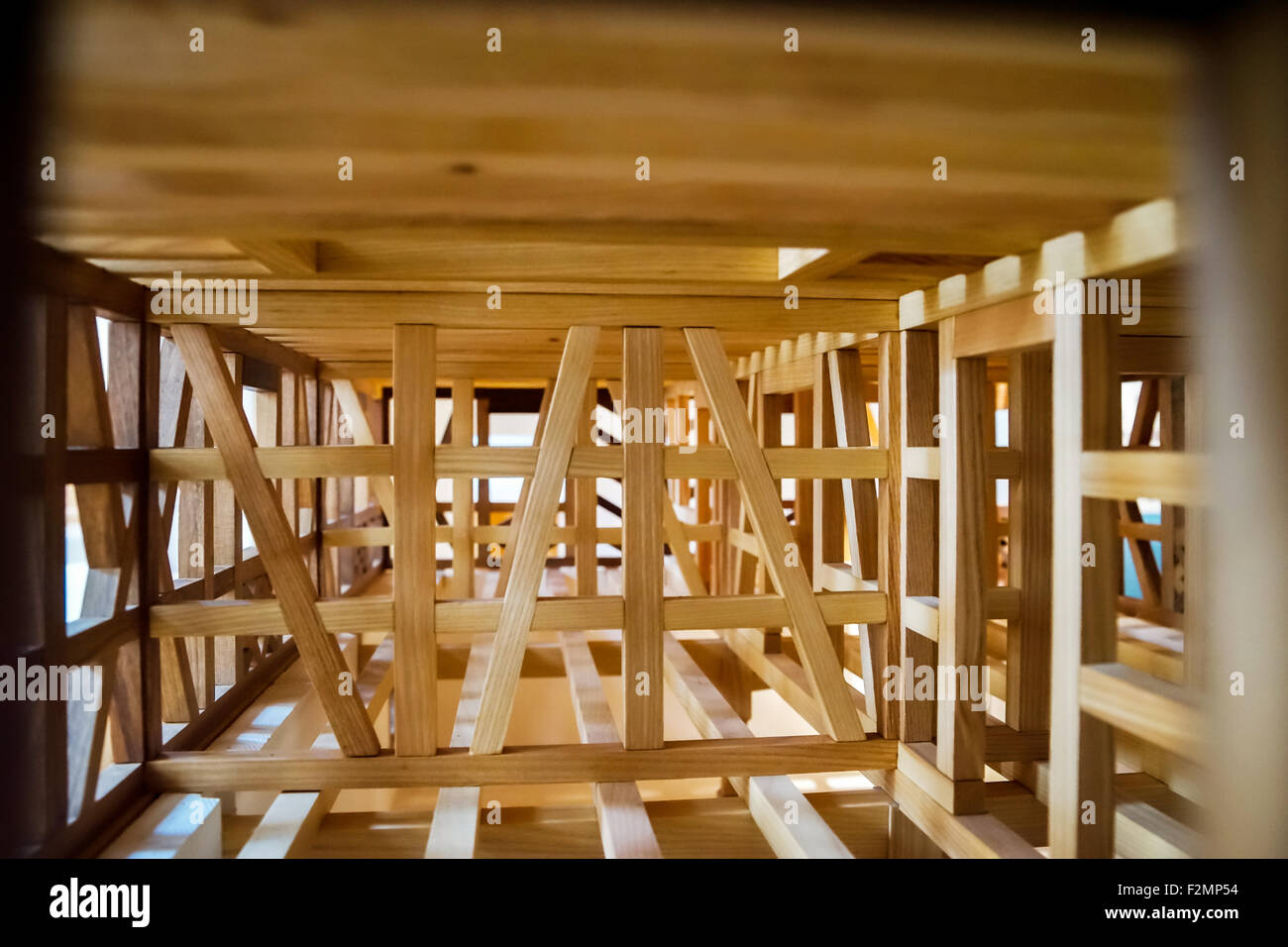 Wooden miniature model of traditional alsacien house, museum Andlau ...