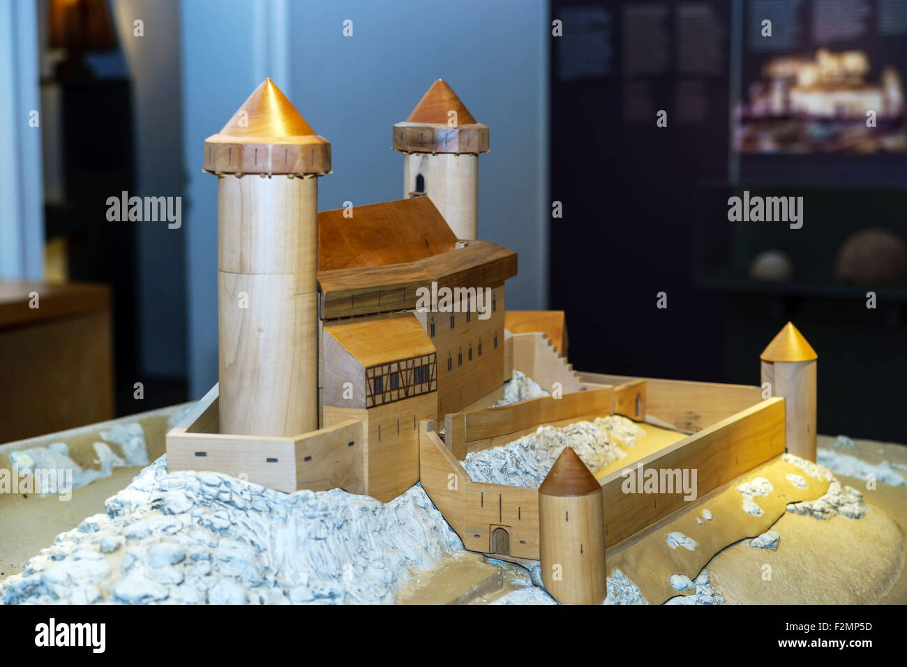 Wooden miniature model of old medieval fortress Andlau, France Stock ...