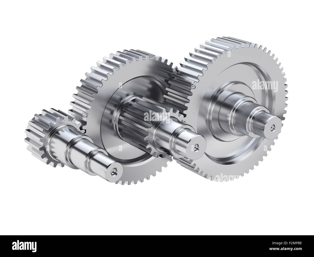 Steel gear wheels technical mechanical illustration. Isolated on white ...