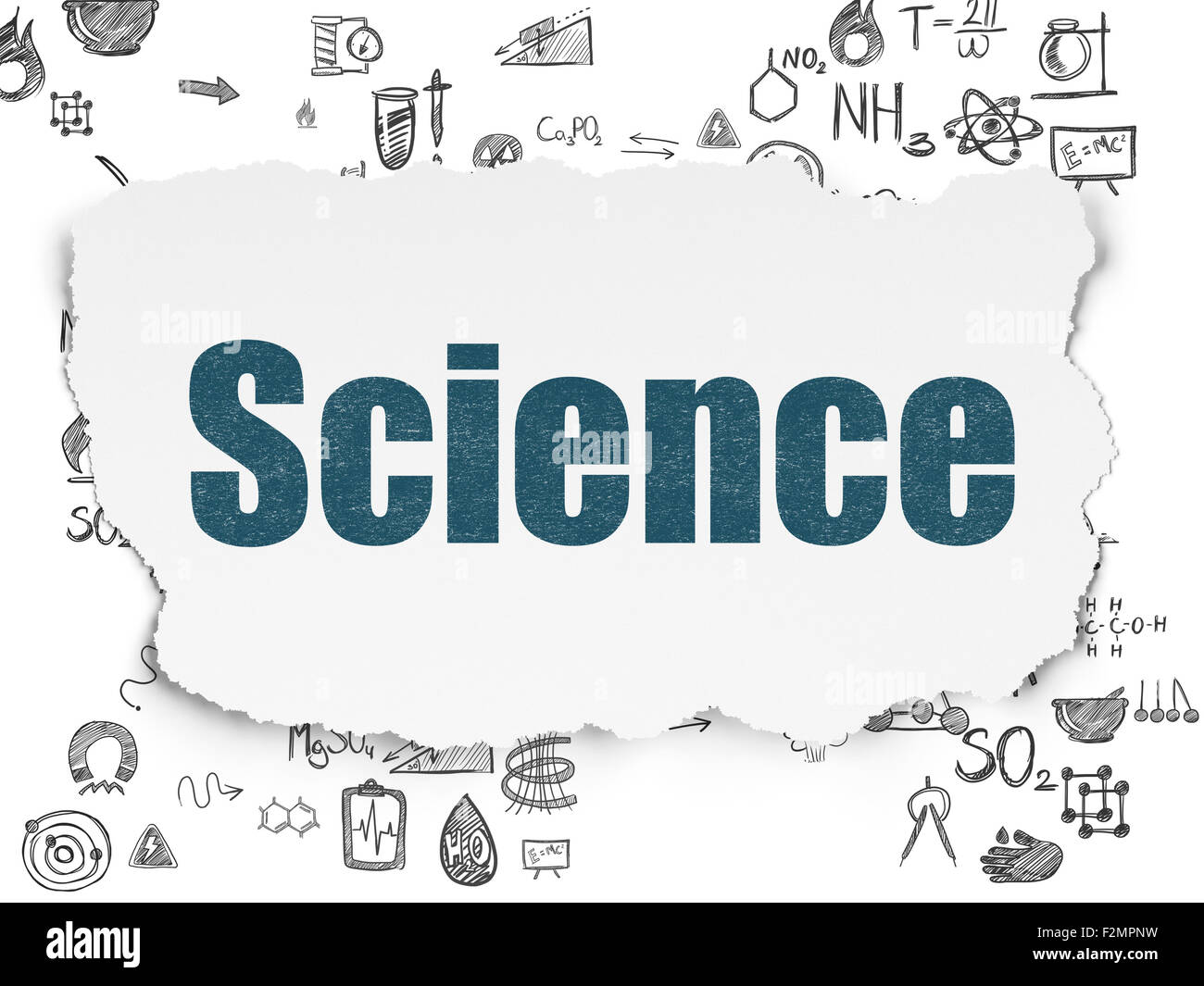 Science concept: Painted blue text Science on Torn Paper background ...