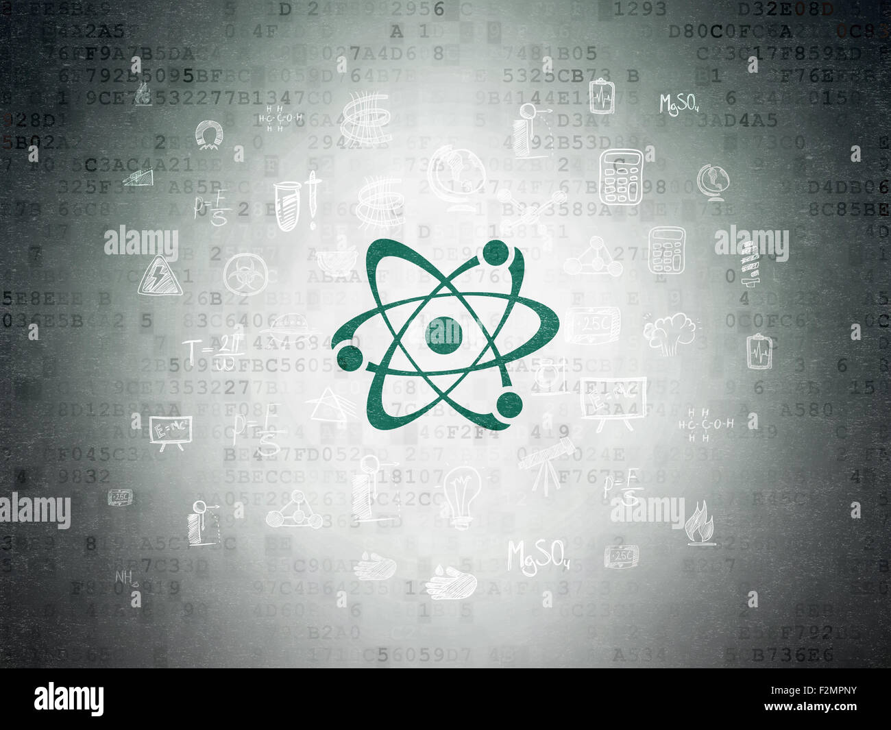 Science concept: Painted green Molecule icon on Digital Paper ...