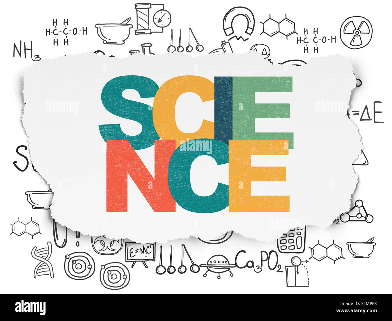 Science concept: Painted multicolor text Science on Torn Paper ...