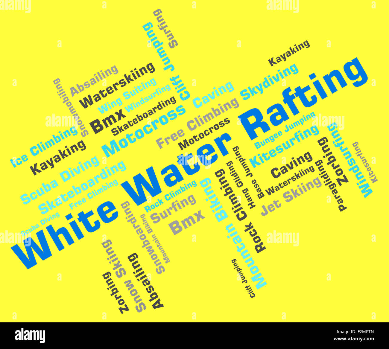 White Water Rafting Indicating Extreme Sports And Words Stock Photo - Alamy