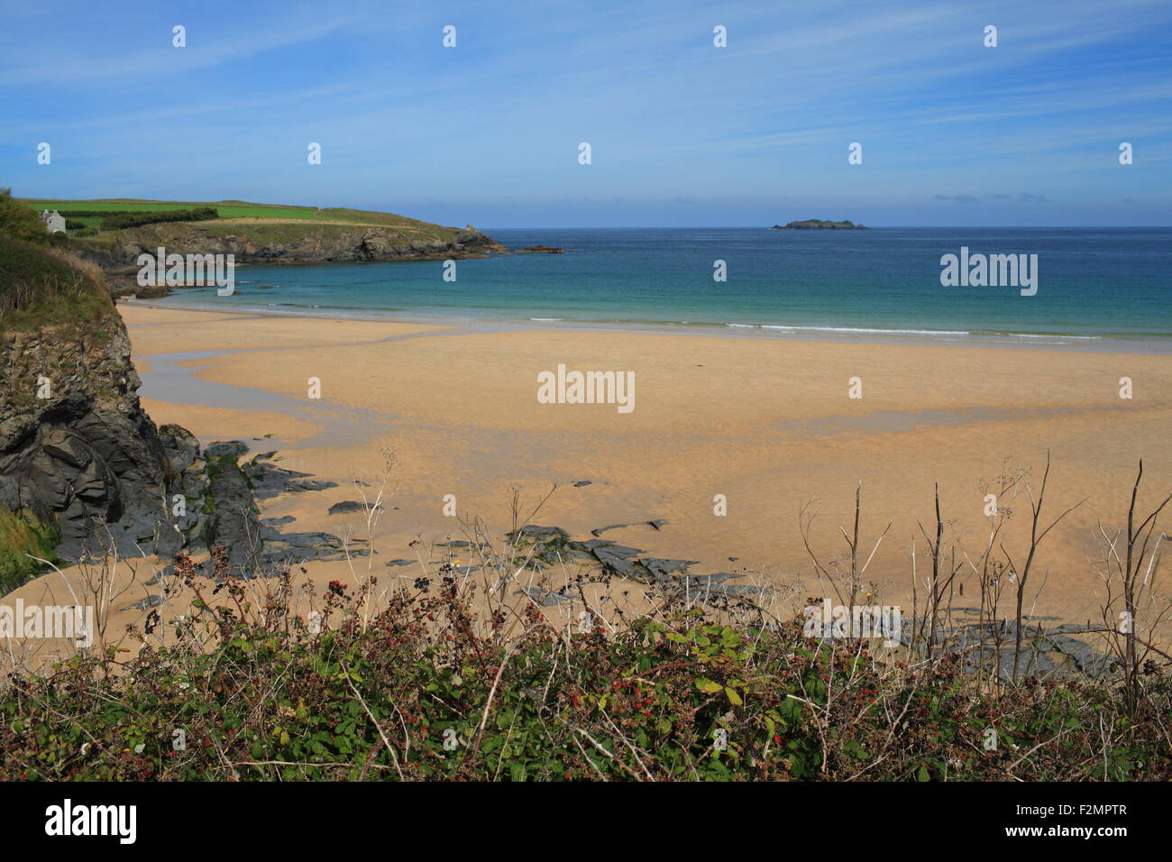 Sunny autumn day at Harlyn Bay, North Cornwall, England, UK Stock Photo ...