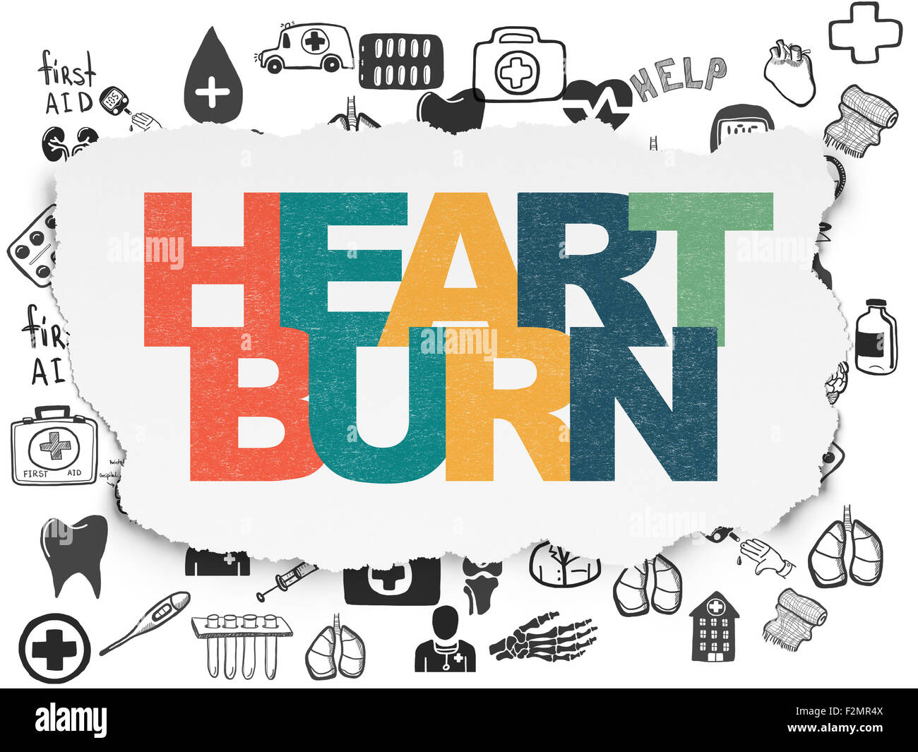 Health concept: Heartburn on Torn Paper background Stock Photo - Alamy