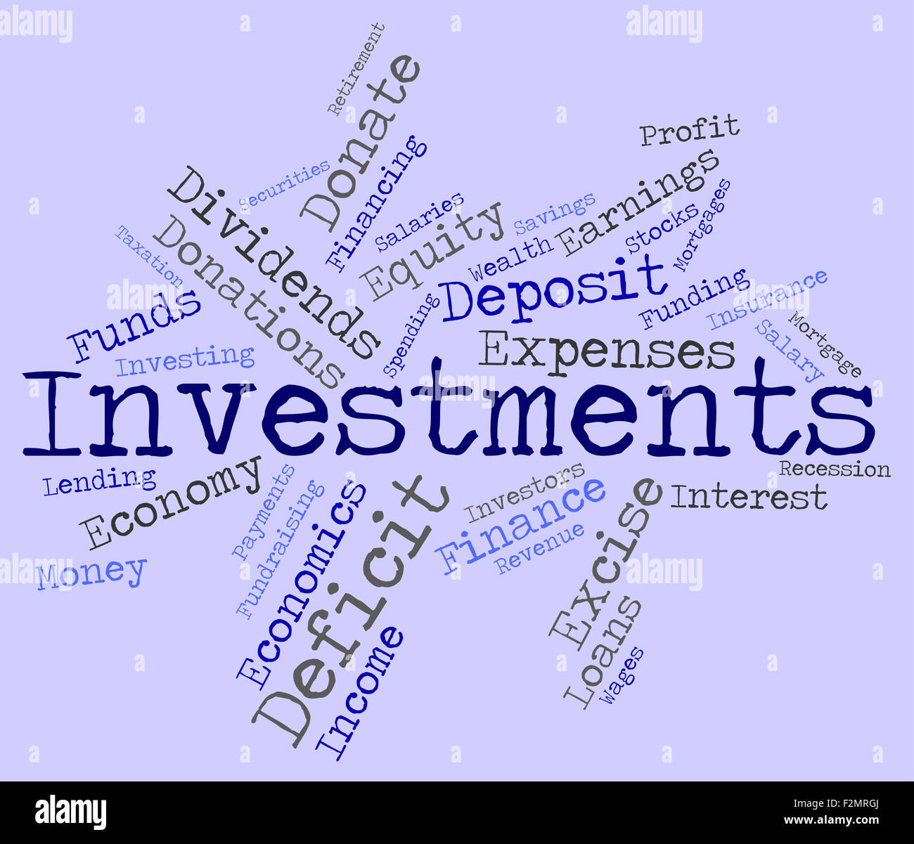 Investments Word Showing Shares Wordcloud And Portfolio Stock Photo - Alamy