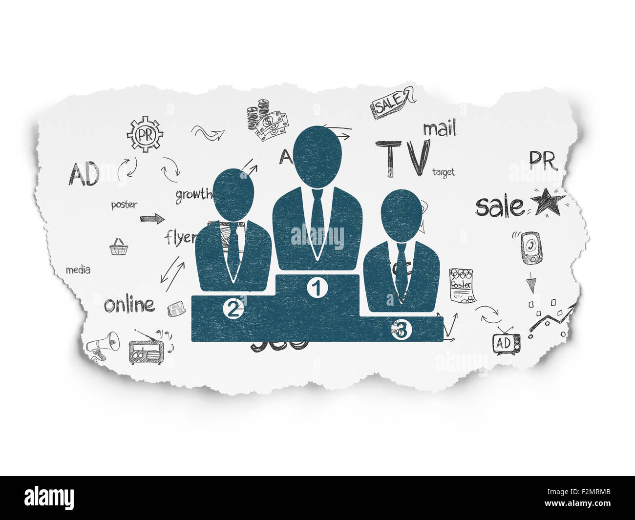 Advertising concept: Business Team on Torn Paper background Stock Photo ...